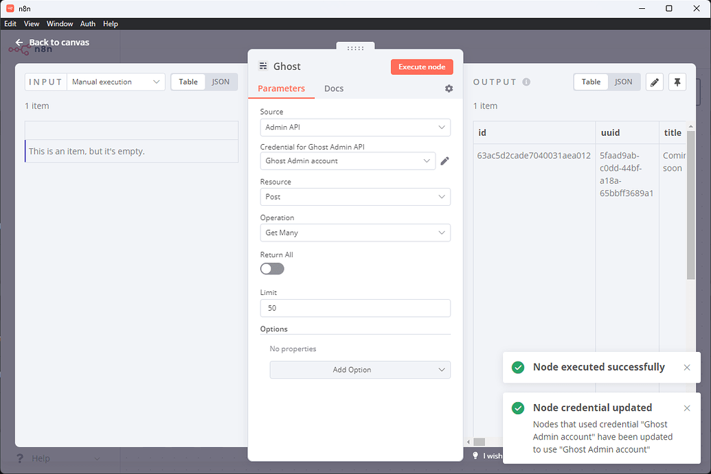 Ghost node Admin API authorization error - Questions - n8n