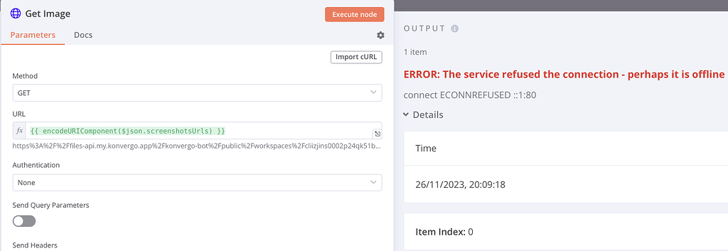 ECONNREFUSED when using the `encodeURI` function - Questions - n8n ...