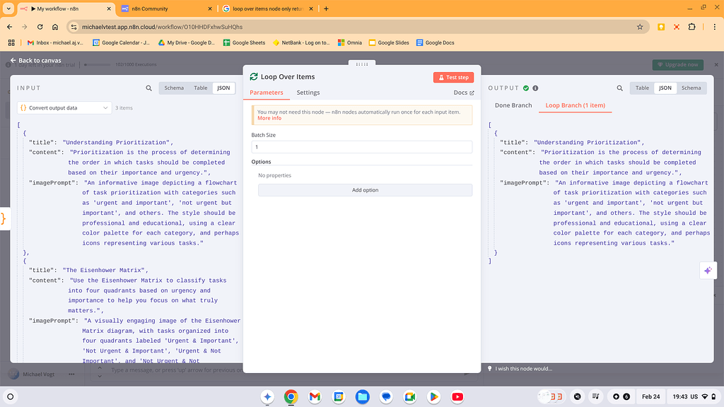 Loop over items node only returning 1 output - Questions - n8n Community