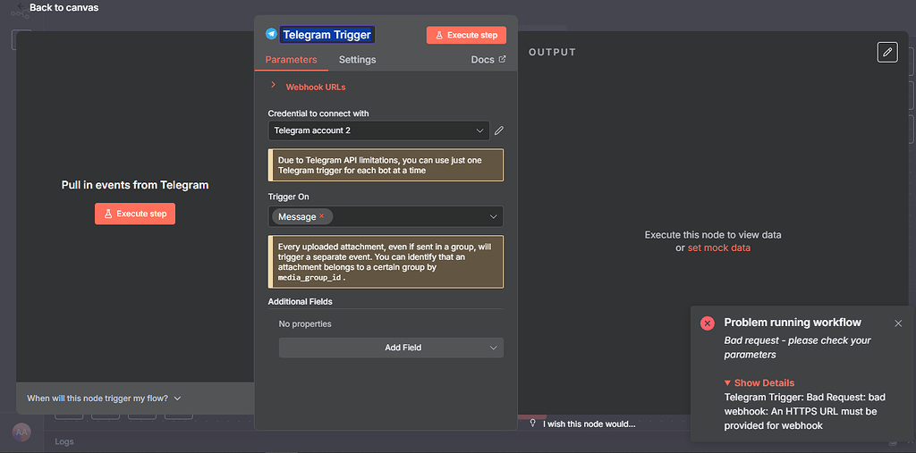Error when use Telegram Trigger - Questions - n8n Community