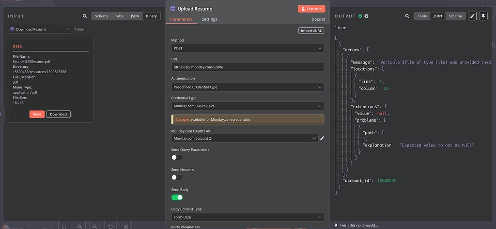 Monday.com Upload PDF File: "Variable $file of type File! was provided invalid value" Error ...