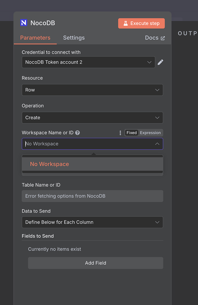 nocoDB node won't show workspaces - Questions - n8n Community