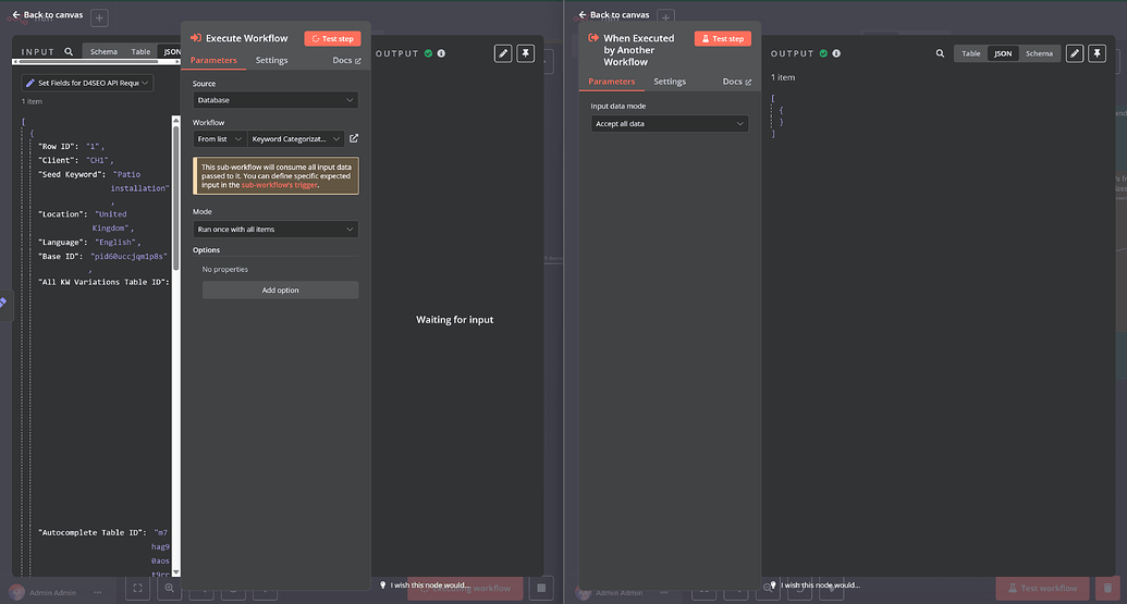 Data doesn't pass from "Execute workflow" to "When executed by another workflow" nodes ...