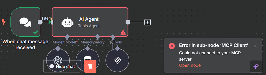 Error in Sub-node 'MCP Client' Could not conect to your MCP server - Questions - n8n Community