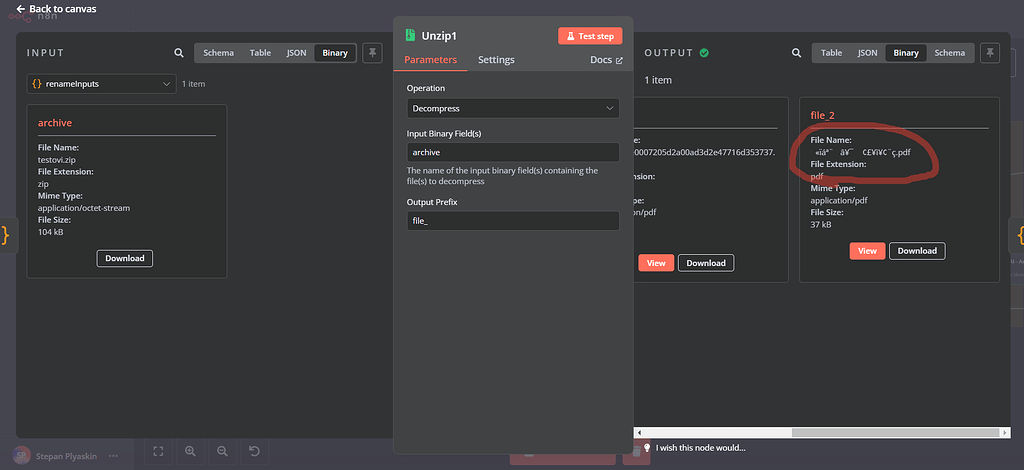 Decompress node produces output files with corrupted Cyrillic ...