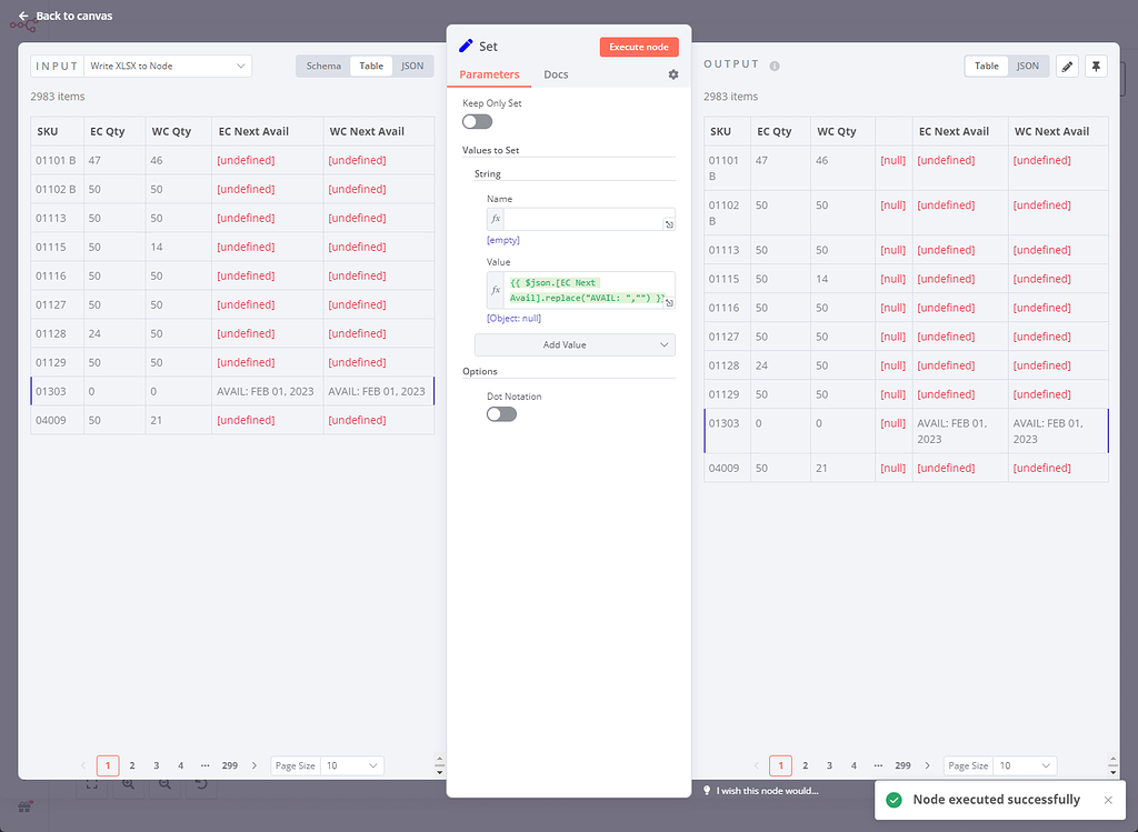 Replace In Spreadsheet Node Questions N8n Community