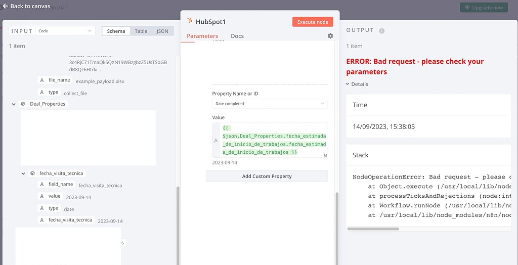 Updating a Hubspot Deal date picker property is giving me an error - Questions - n8n Community