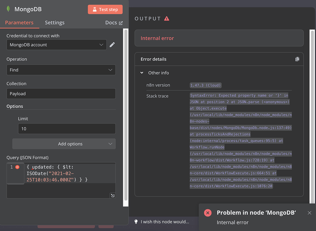 MongoDB find query ISODate support - Questions - n8n Community
