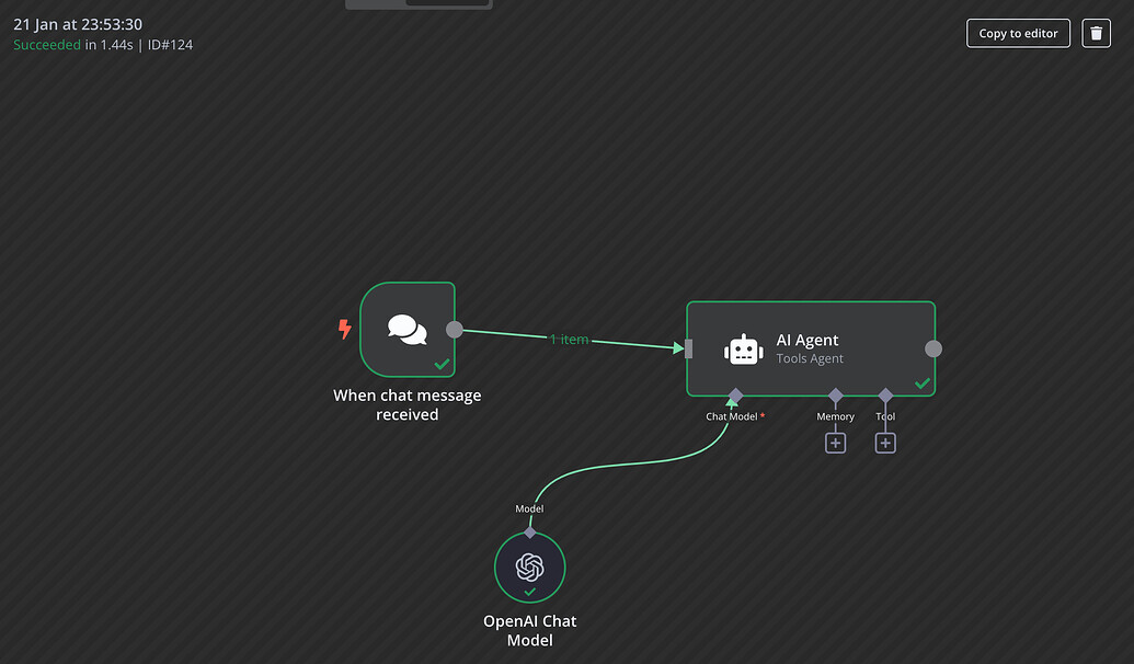 Workflow Stuck on 'When Chat Message Received' Node - No Response or Output - Questions - n8n ...