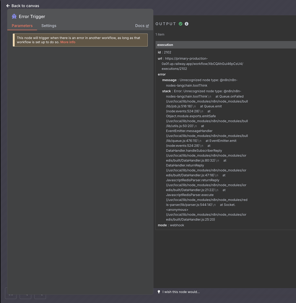 Why does the think node not work here? - Questions - n8n Community