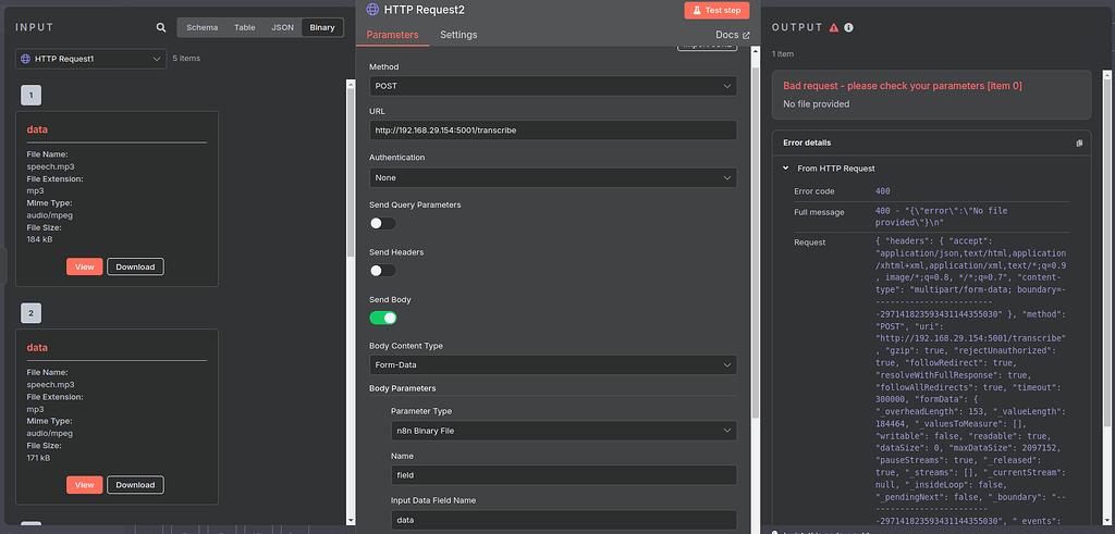 Issue with setting up Http request node containing binary input for flask server - Questions ...