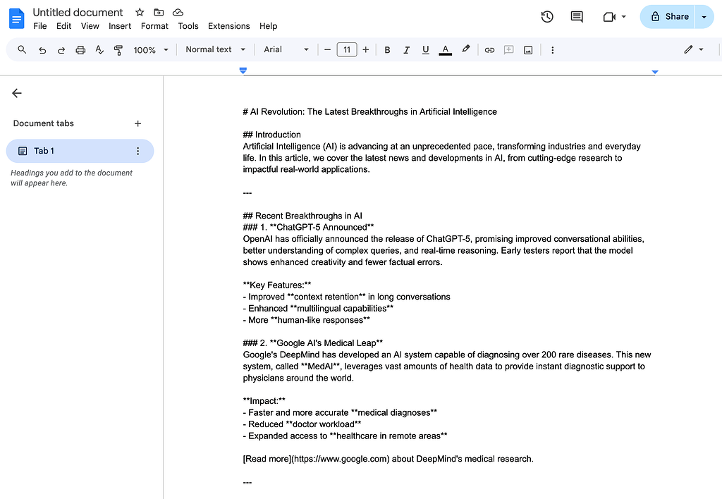 Google Docs markDown text formatting - Feature Requests - n8n Community