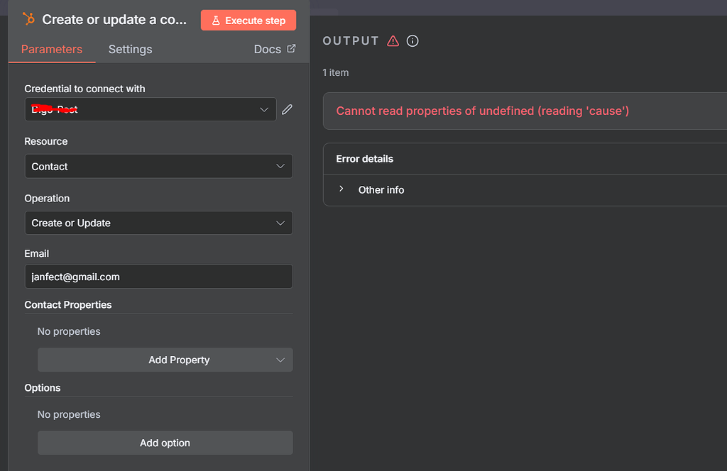 Create contact Hubspot error: Cannot read properties of undefined (reading 'cause') - Questions ...