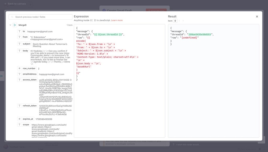 Gmail Draft Reply via API with Base64 / Payload Producing undefined Body - Help me Build my ...