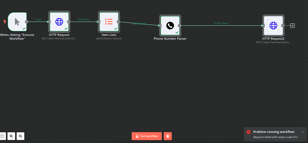 Help me to understand data processing (error 413 on http post request) - Questions - n8n Community