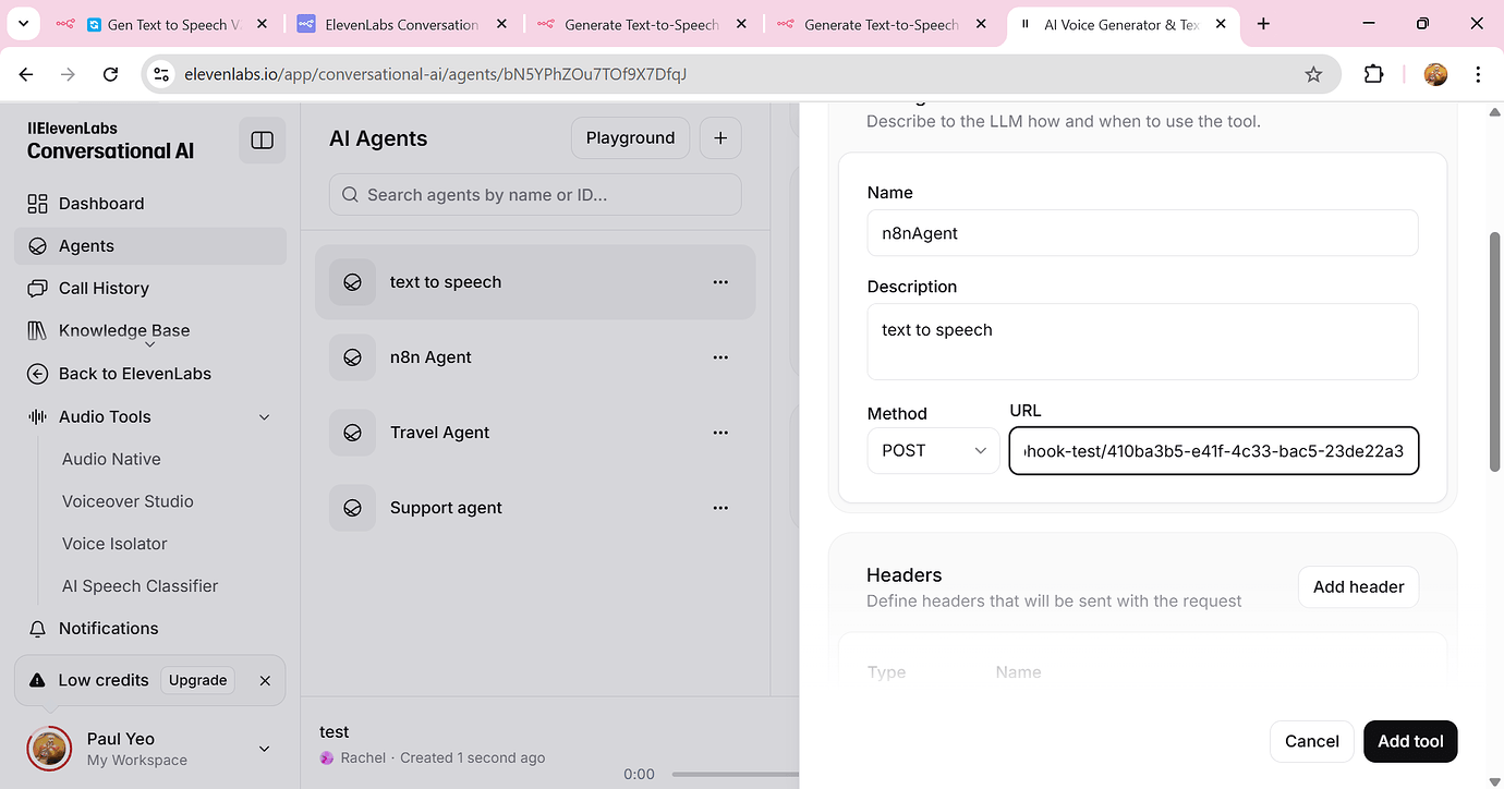 ElevenLabs Conversation AI Agent cannot talk to Webhook - Questions - n8n Community