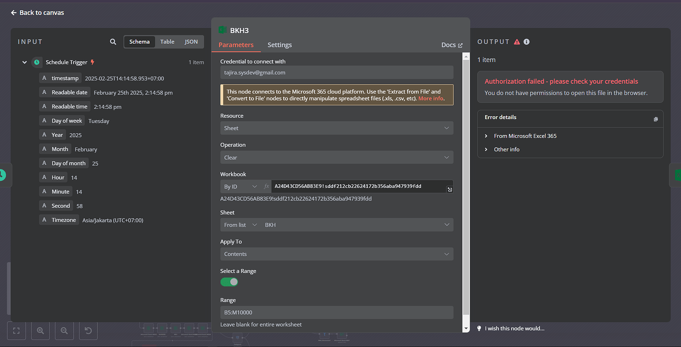 Authorization failed - please check your credentials. You do not have permissions to open this ...