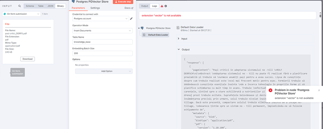How to fix: Problem in node ‘Postgres PGVector Store‘ - Questions - n8n Community