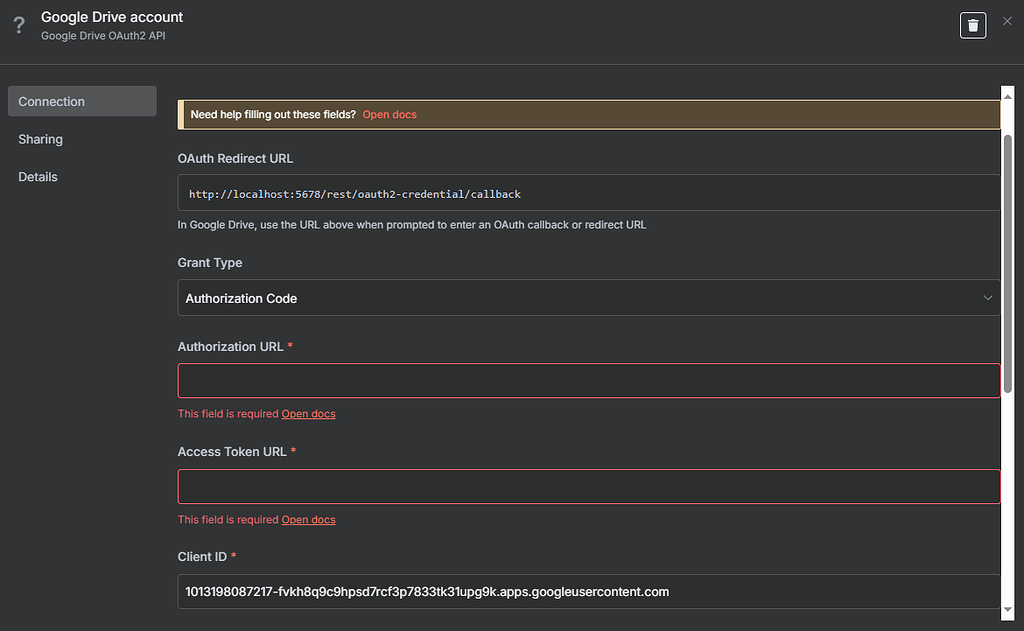 Google Drive Oauth2 - Authorization & Access URL - Questions - n8n ...