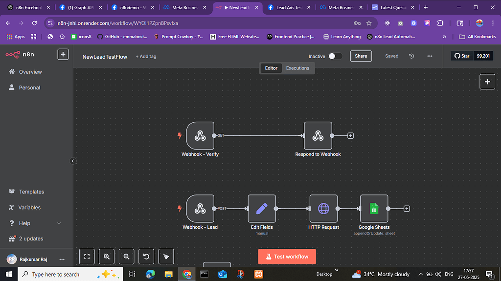 Meta lead automation workflow issue . im' stuck on that - Questions - n8n Community