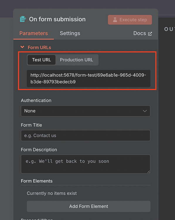I’m running n8n locally and when I click “Execute Workflow” on my Form node it shows “Listening ...