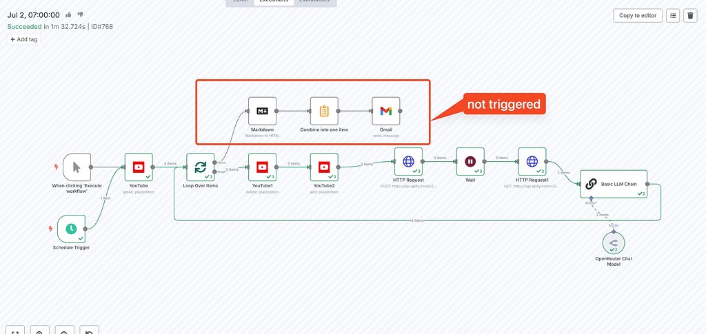 Why does my Loop node not execute the "Done" branch sometimes? (Workflow continues without error ...