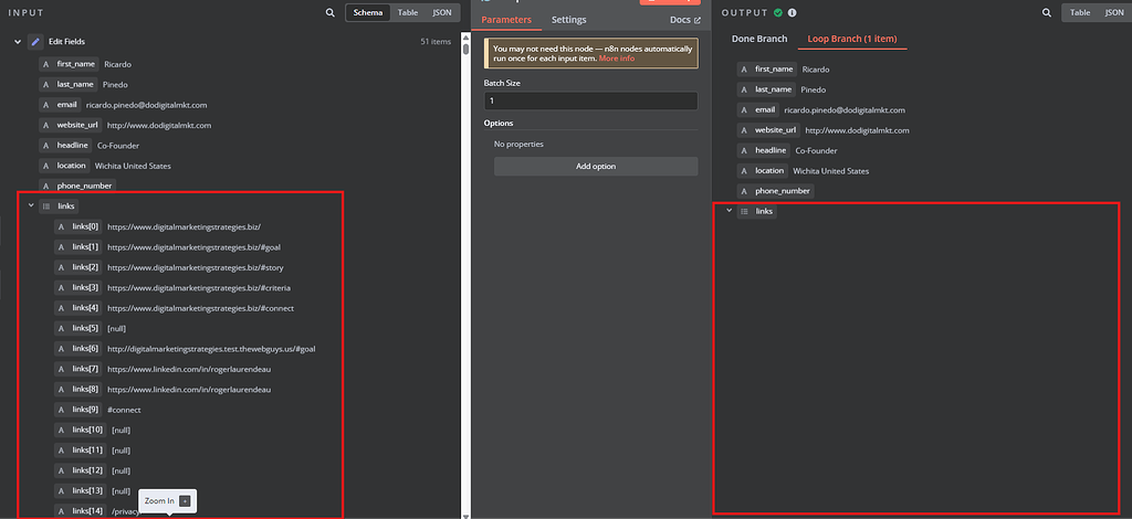 Items in array dissapear after transfer to "Loop Over Items" node - Questions - n8n Community