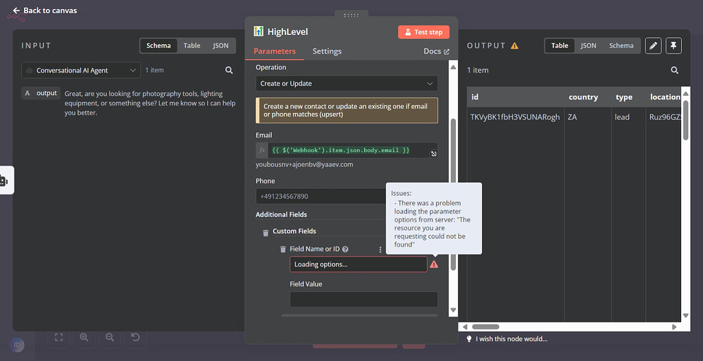 HighLevel node - Questions - n8n