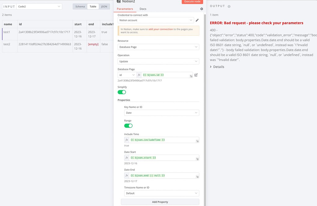 Provide null value to Notion's end date range? - Questions - n8n Community