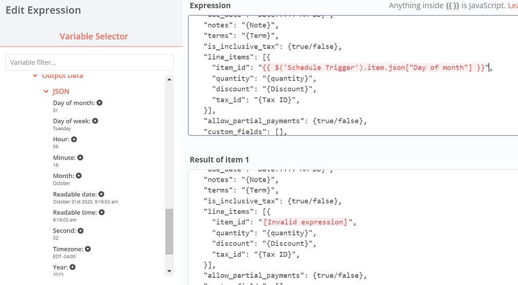 Create a Invoice in Zoho Books using http request - Questions - n8n ...