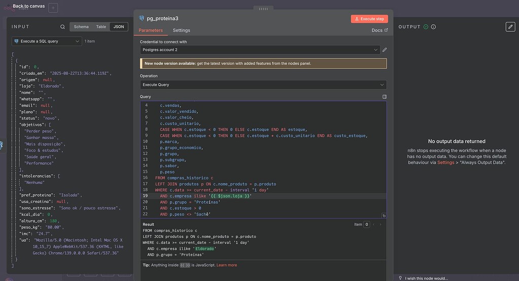 Error passing parameters to query - Questions - n8n Community