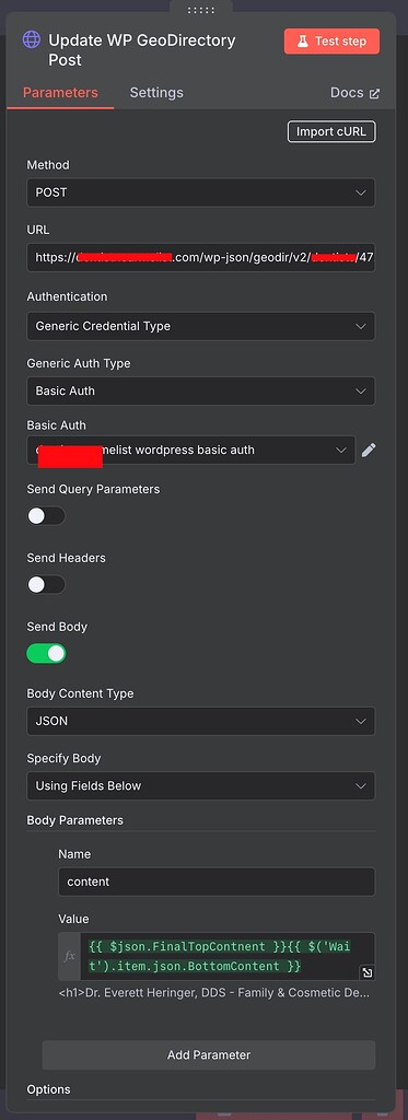 HTTP REQUEST to Wordpress Custom Post Type HTML formatting not working - Questions - n8n Community
