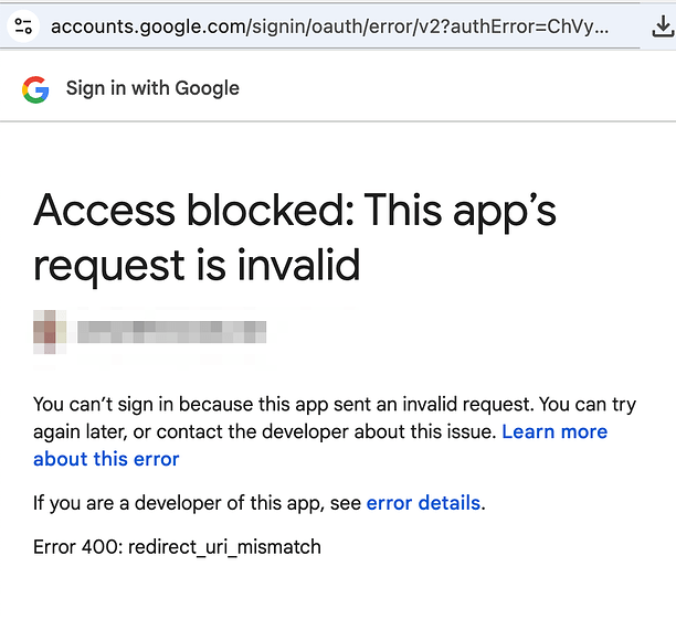 OAuth Redirect URL stuck with `localhost` and consent windows complains on Error 400: redirect ...