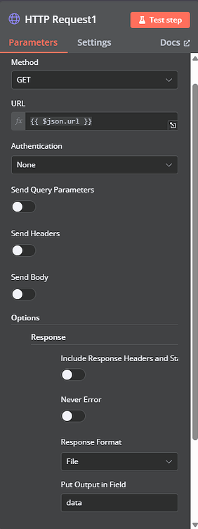 This operation expects the node's input data to contain a binary file 'data', but none was found ...