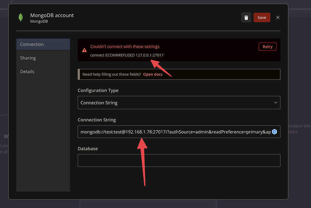 Mongodb Node Error Creating Connection Questions N8n Community