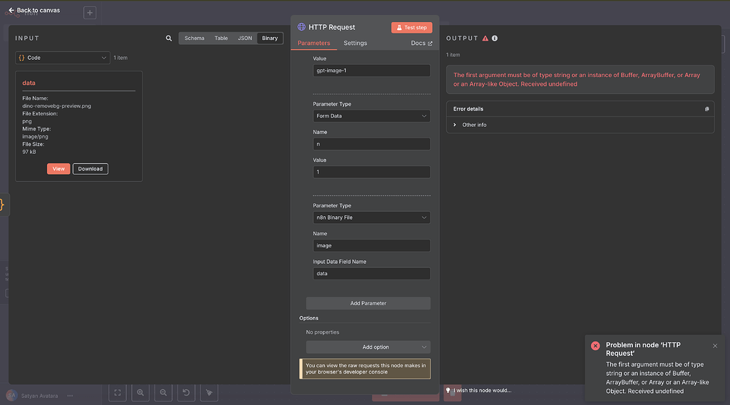 What am i doing wrong with having to send the file to HTTP node via Code node - Questions - n8n ...