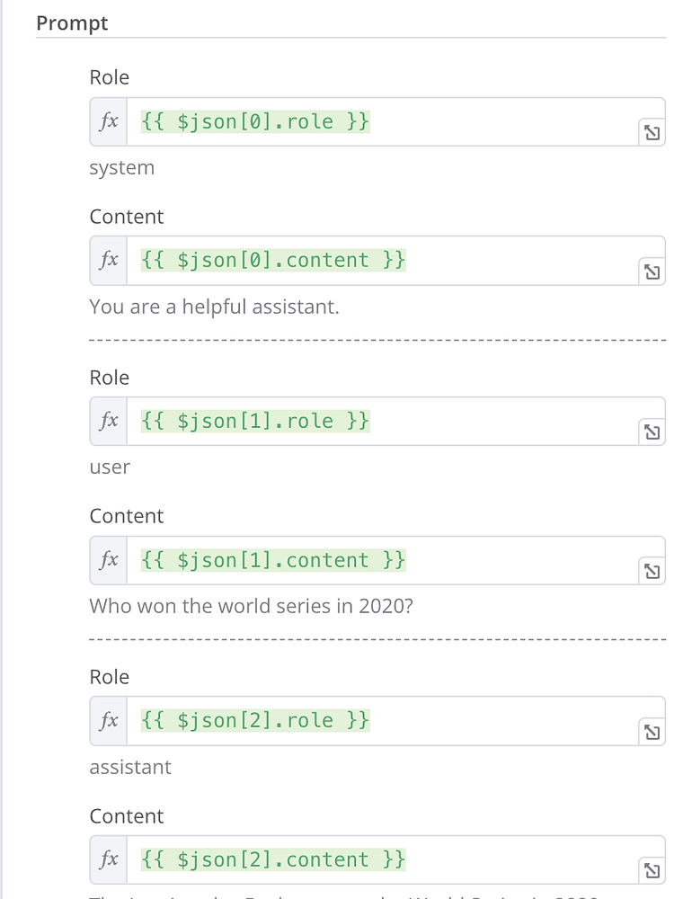 Use a dynamic list as prompts in OpenAI API - Questions - n8n
