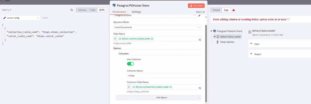 Unable to write data to a pgvector table with schema when collection is ...