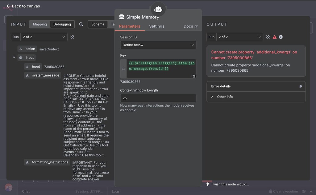 AI Agent Error in sub-node ‘Simple Memory’ - Questions - n8n Community