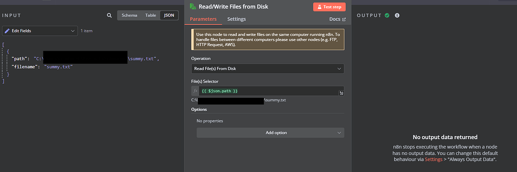 Read/write file disk - no output - Questions - n8n Community