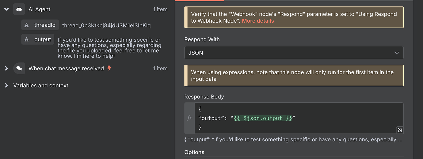 How do I Respond To Chat Node With "Respond To Webhook" - Questions - n8n Community