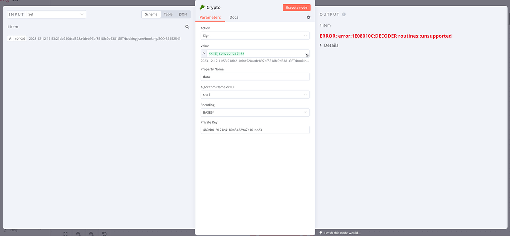 I'm having trouble signing a SHA1 string encoded in Base64 - Questions - n8n Community