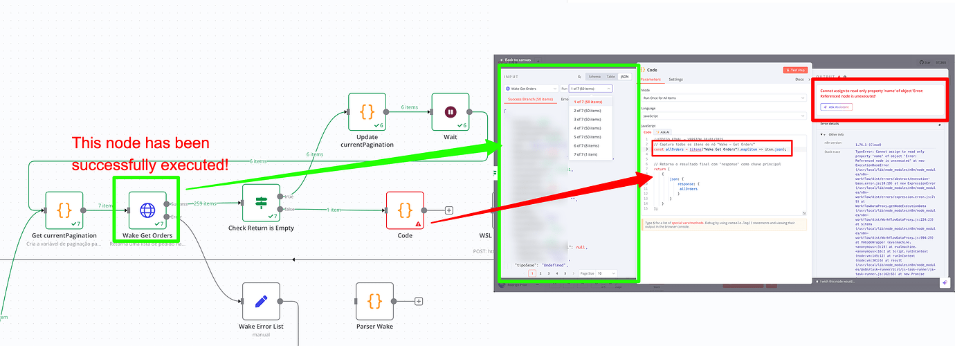 Cannot assign to read only property 'name' of object 'Error: Referenced node is unexecuted ...