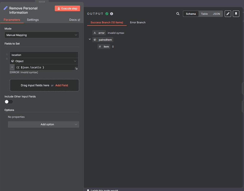Edit Fields Node outputting errors to success branch instead of error branch - Questions - n8n ...