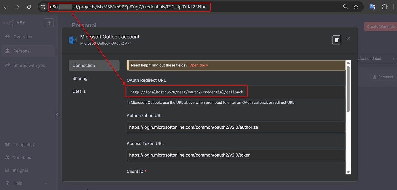 Oauth Redirect URL Problem - Microsoft Outlook Oauth2 API - Questions - n8n Community