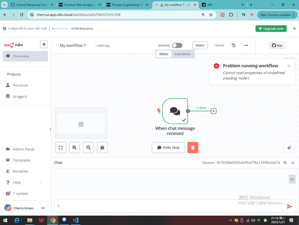 Problem running workflow - Cannot read properties of undefined (reading 'node') - Questions ...