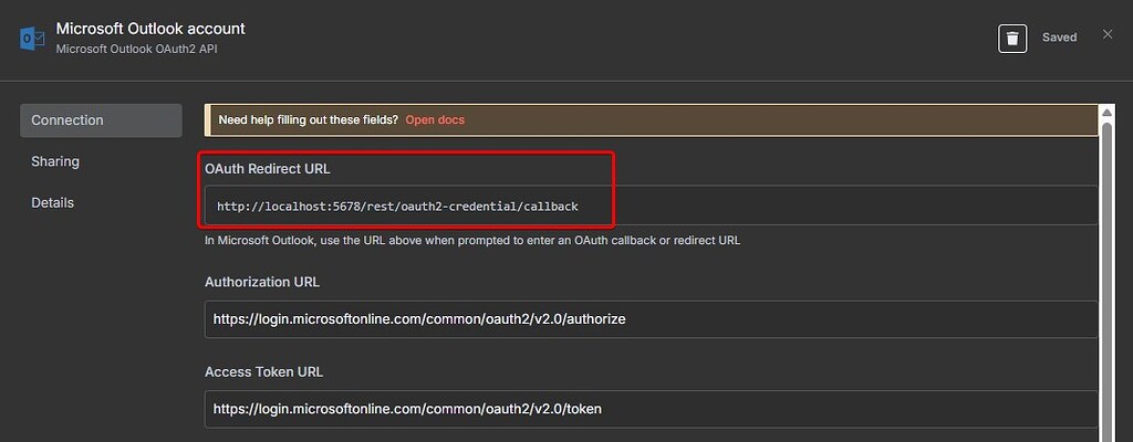 Oauth Redirect URL Problem - Microsoft Outlook Oauth2 API - Questions - n8n Community