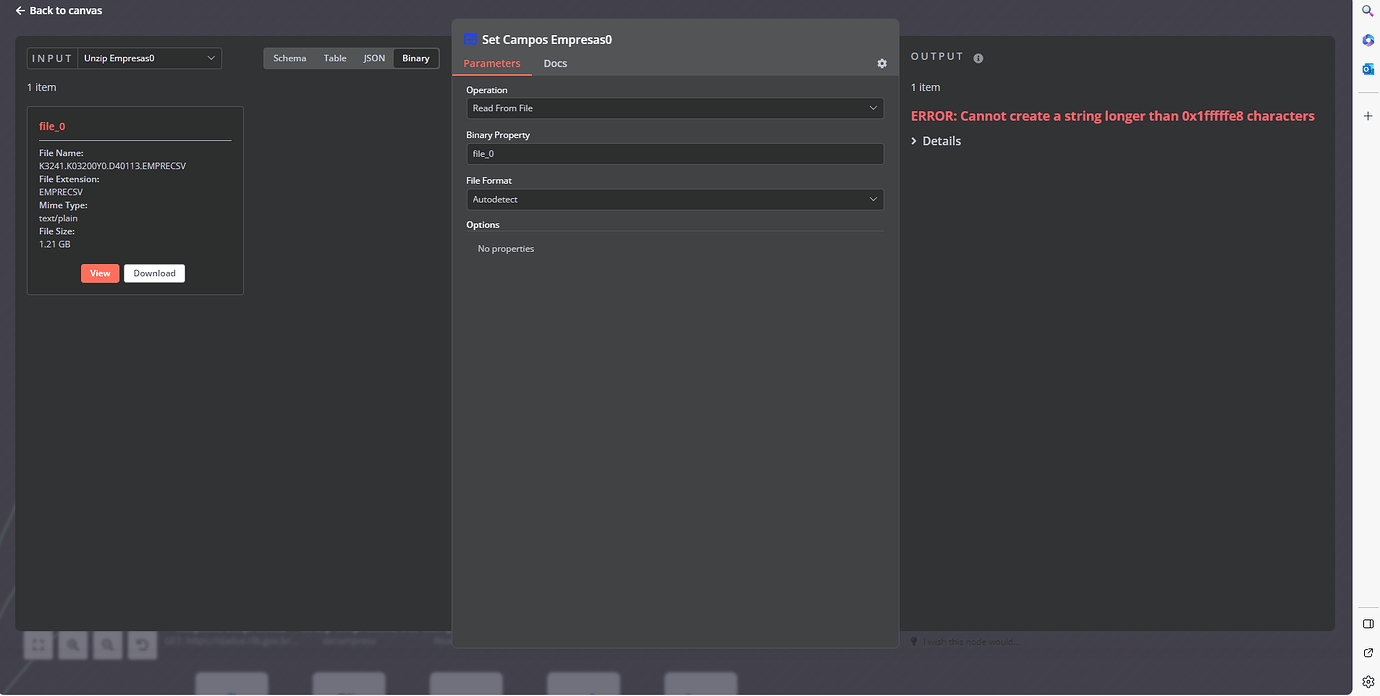 ERROR: Cannot create a string longer than 0x1fffffe8 characters - Questions - n8n