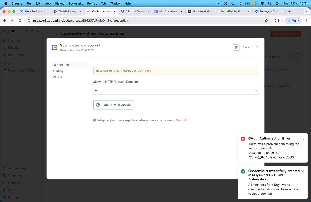 OAuth Authorization Error – Salted__... is not valid JSON (Google OAuth ...