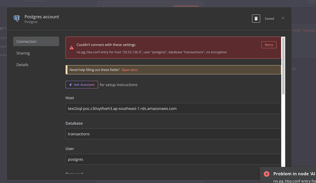 I cannot connect to my AWS RDS PostgreSQL - Questions - n8n Community